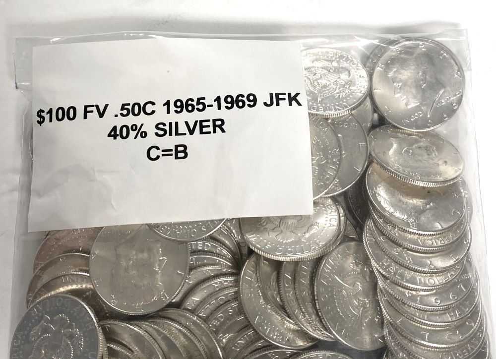 United States 40% Silver JFK 50 Cents $100 (200-coins)