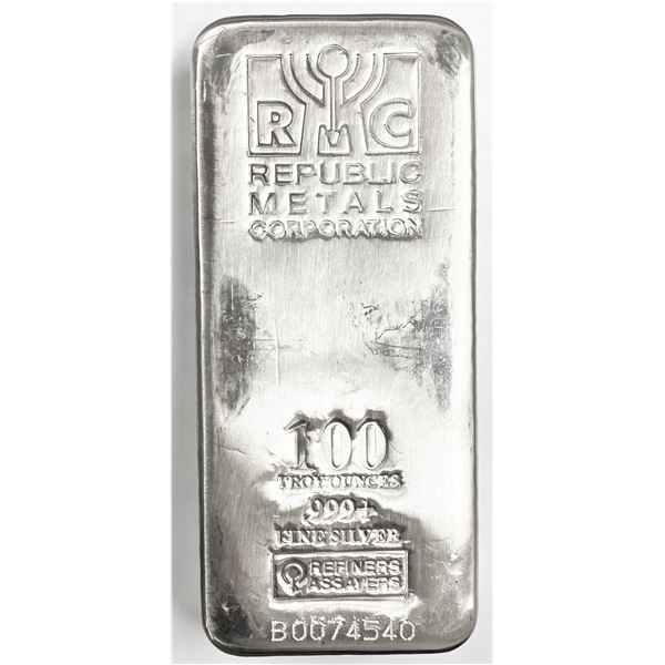 Republic Metals Corporation 100 ozt .999 Silver Bar