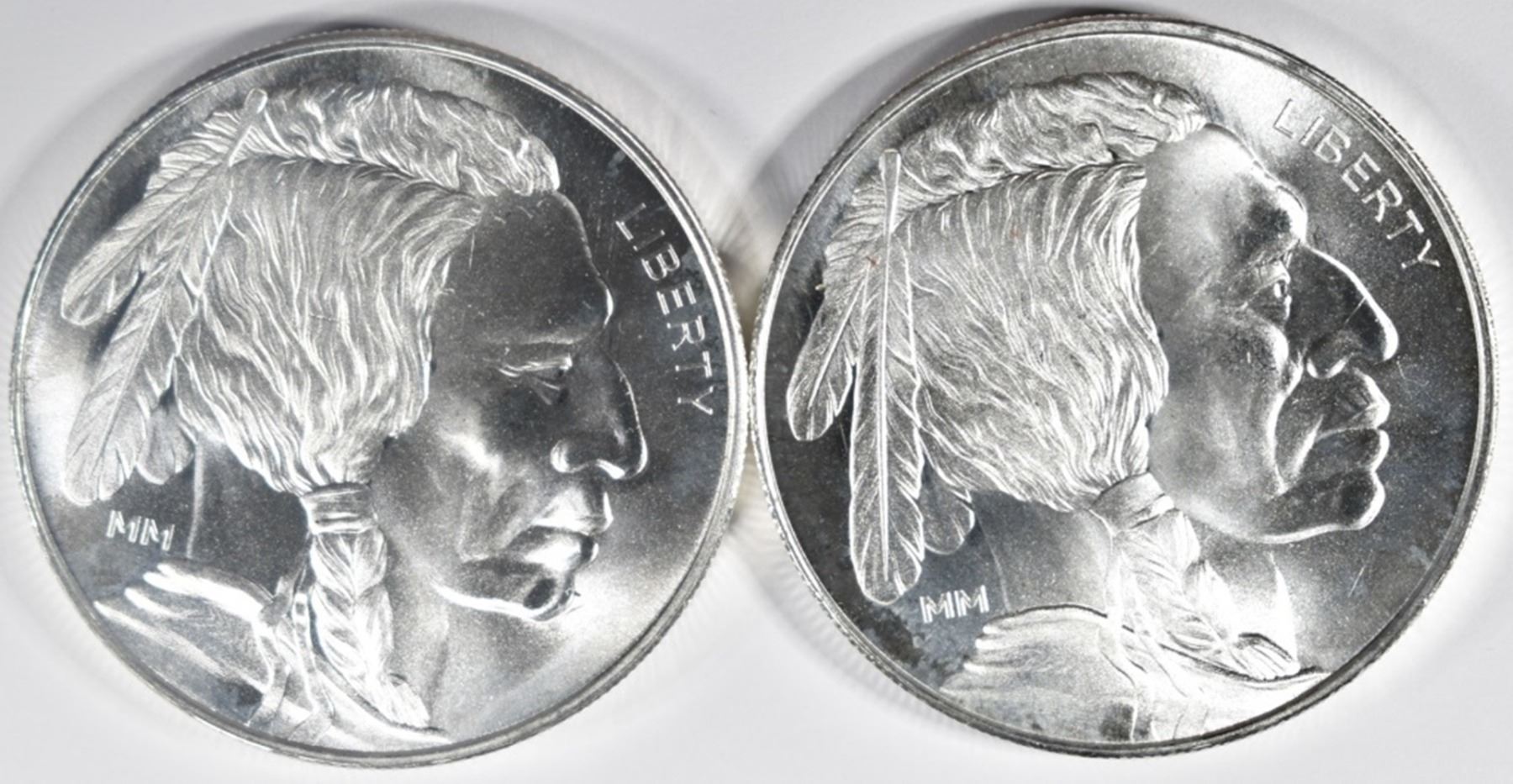 2-1oz .999 SILVER BUFFALO/INDIAN ROUNDS