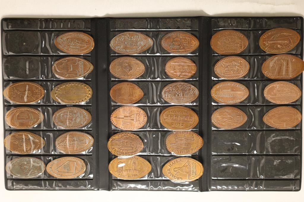 30 PRESSED PENNY COLLECTION IN BLACK COLLECTORS..