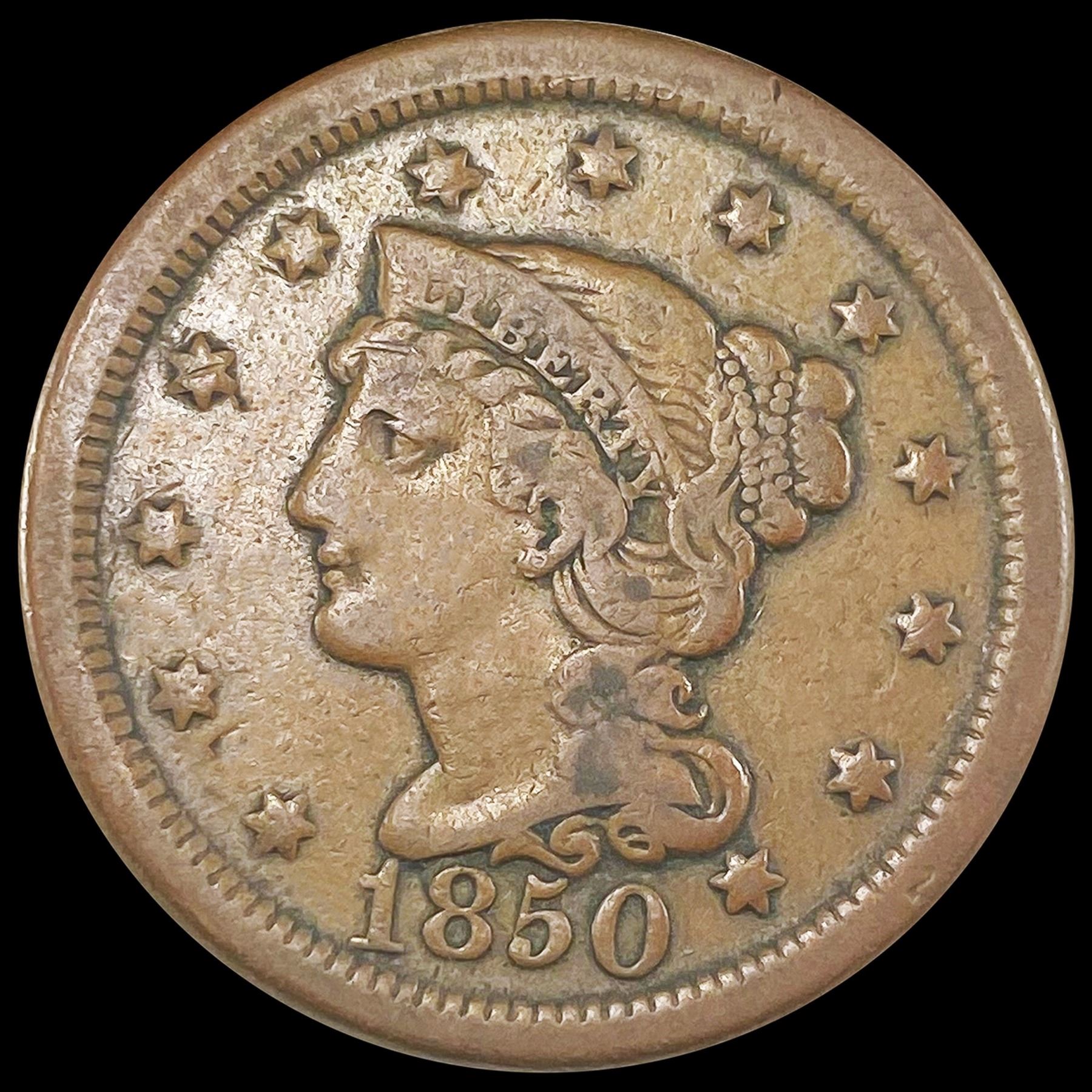 1850 Large Cent LIGHTLY CIRCULATED
