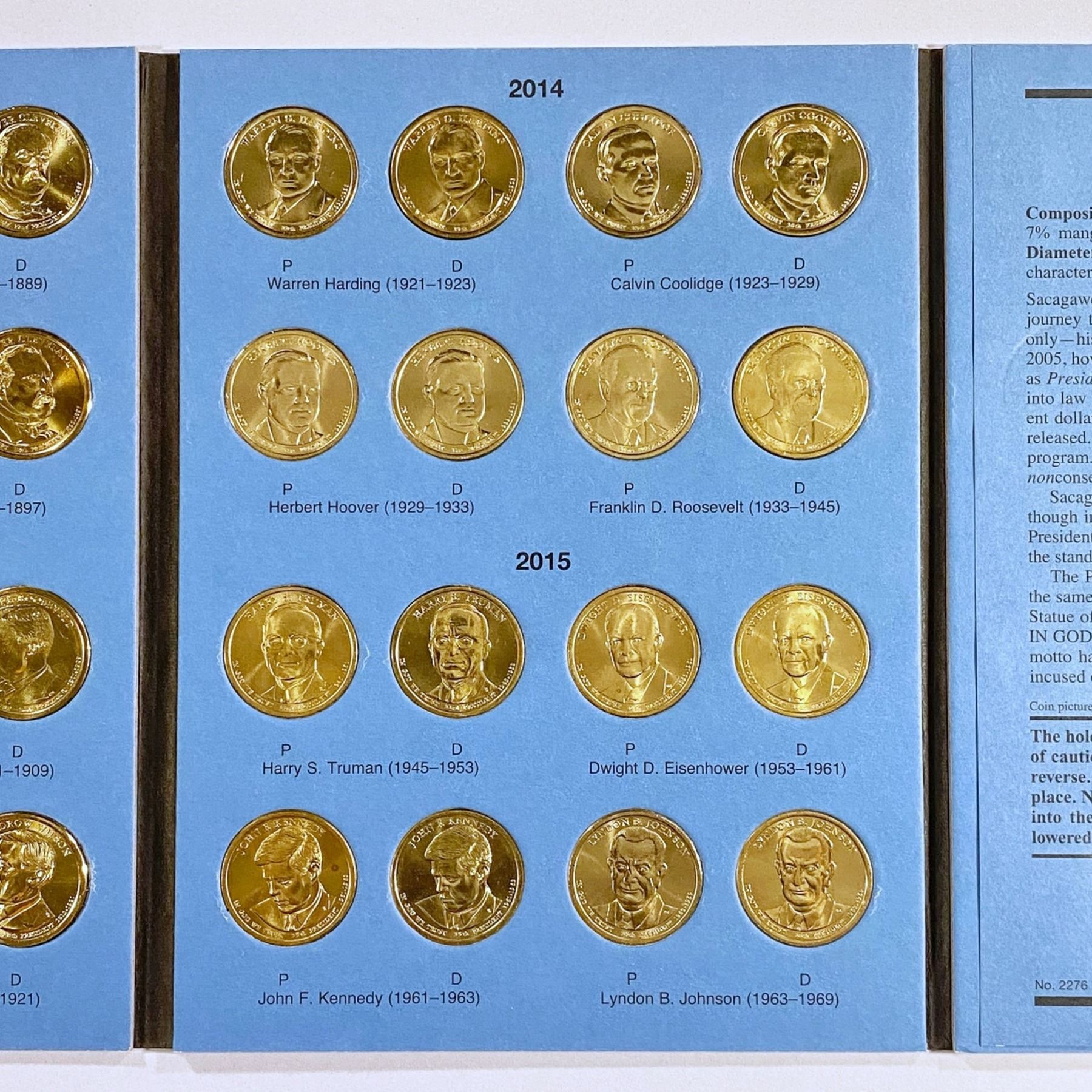 2012-2016 Presidential Dollar Book 40 Coins