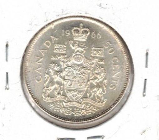 1966 Canadian Fifty Cent Coin
