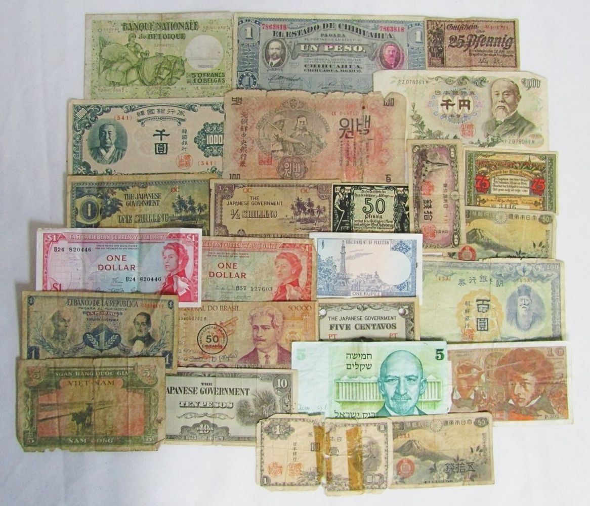 25 pc FOREIGN CURRENCY / PAPER MONEY