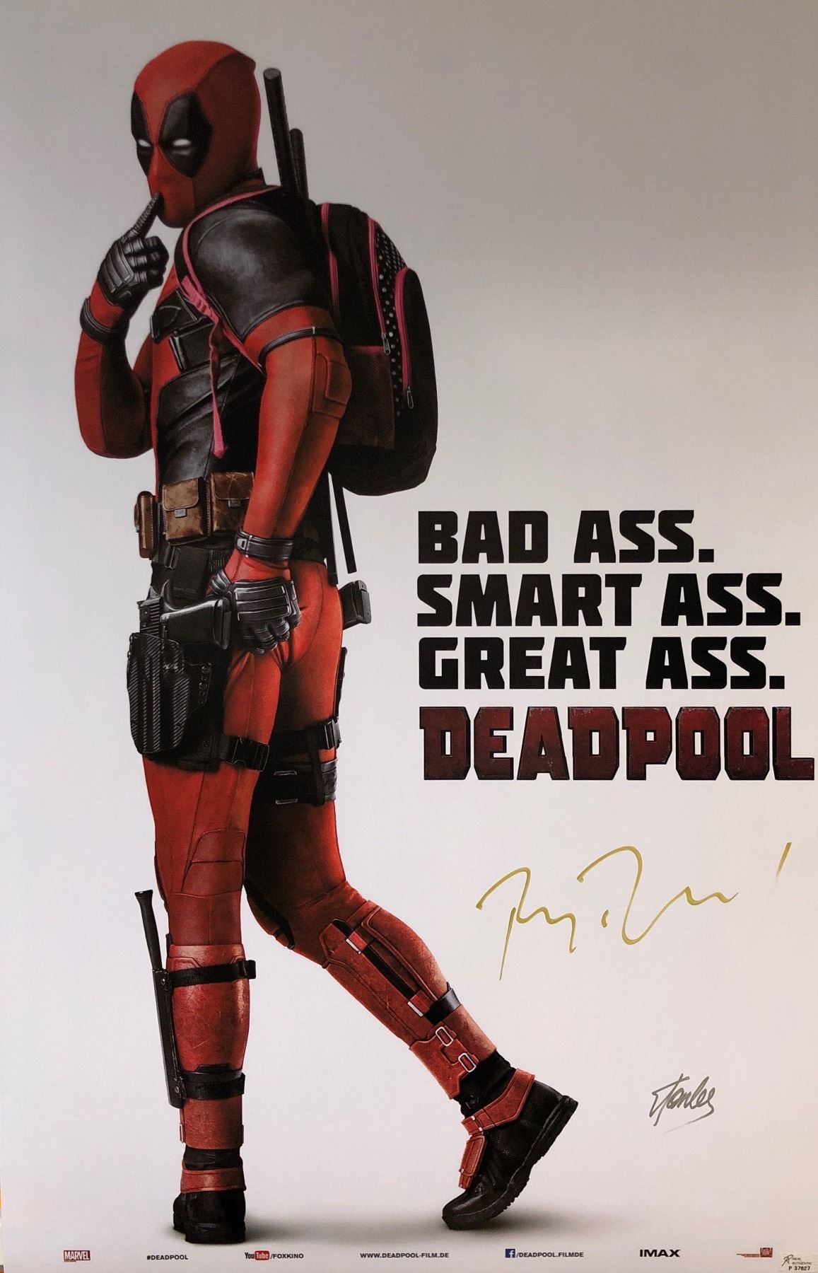 Deadpool Ryan Reynolds Signed Poster