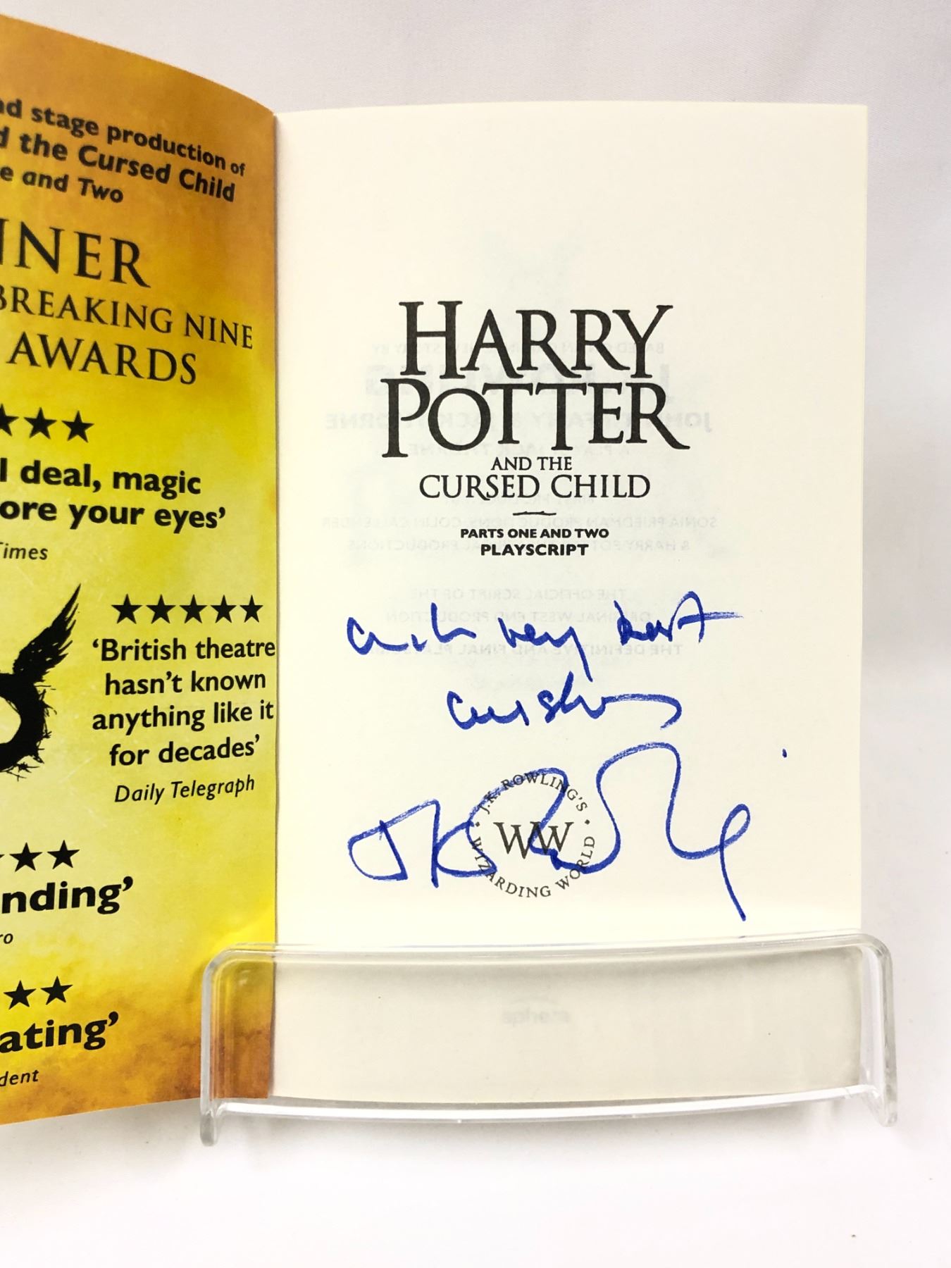 Harry Potter JK Signed Cursed Child Book
