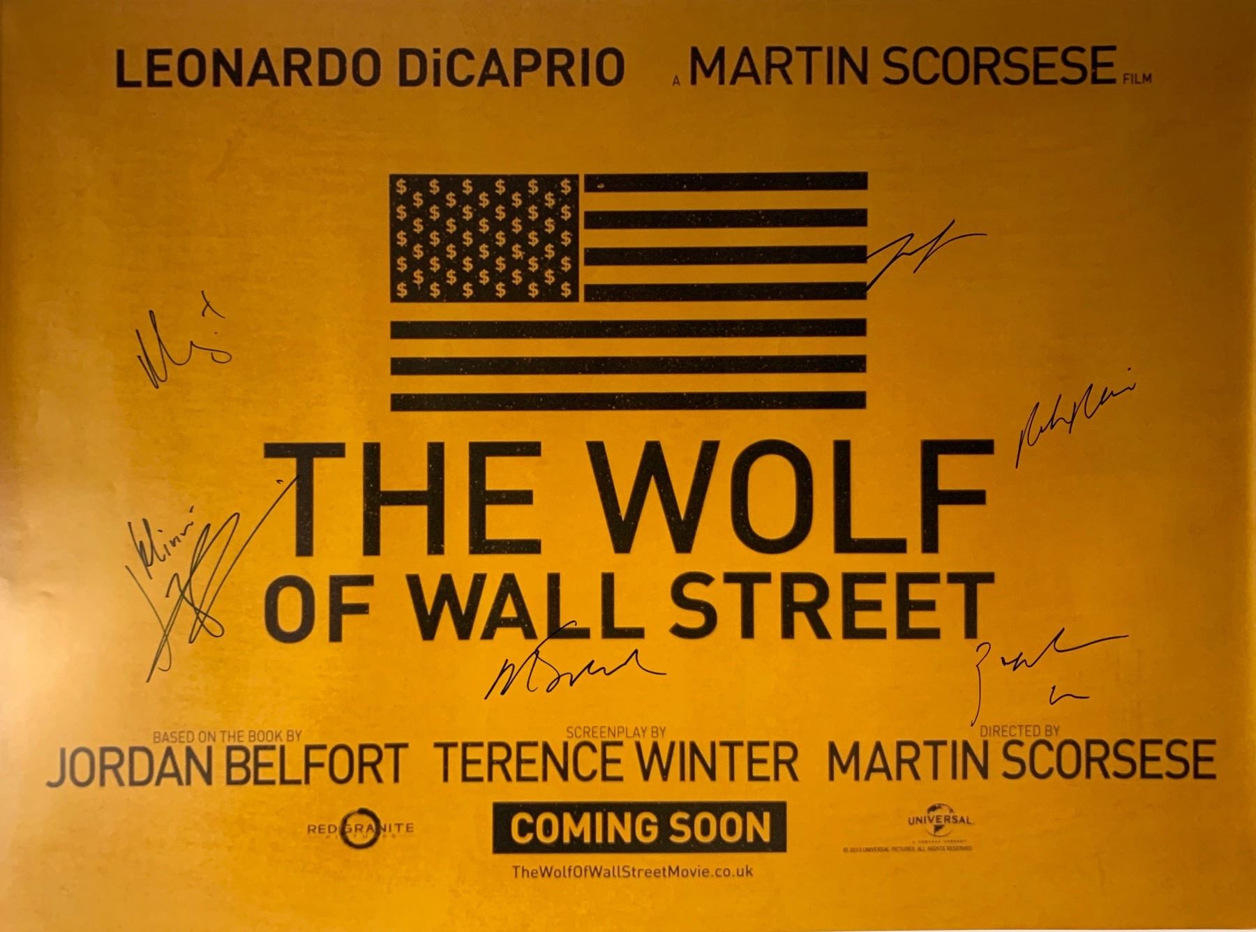 Leonardo DiCarpio Autograph Signed Walf of Wall Street Poster