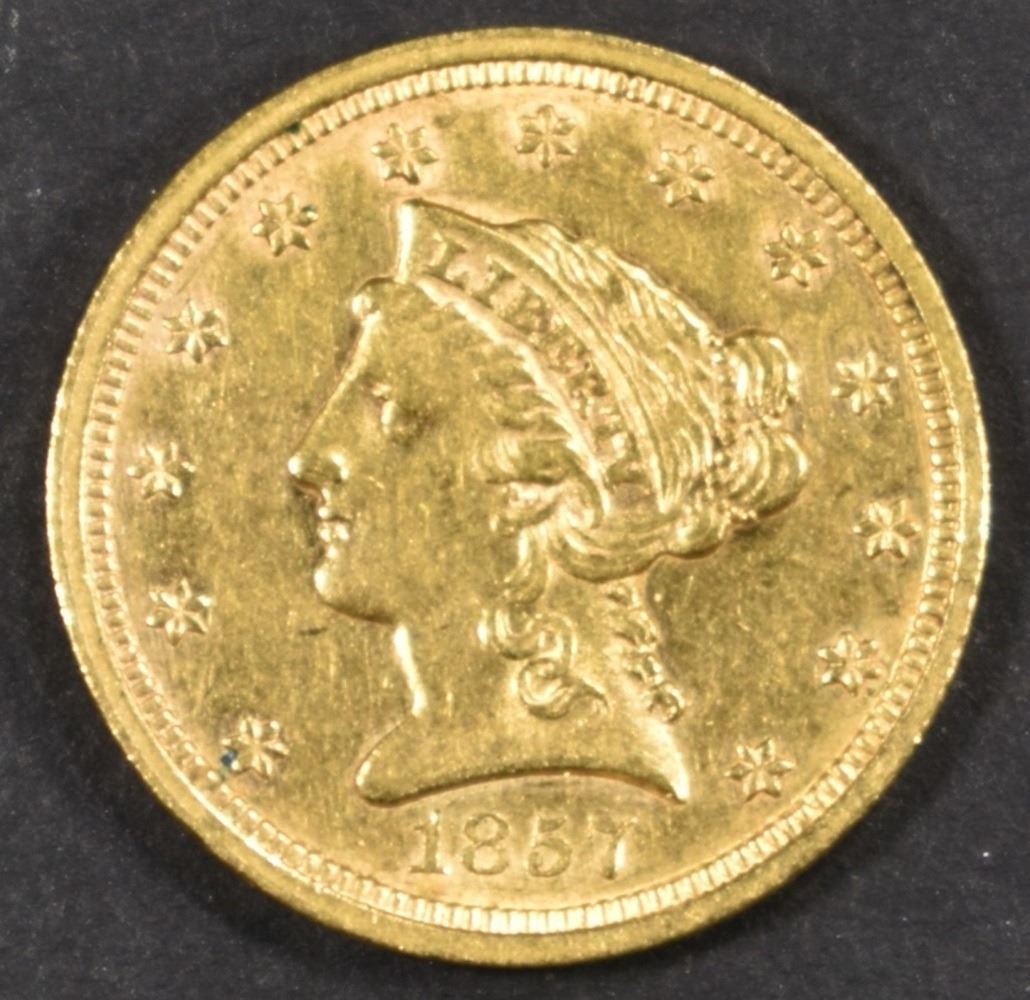 1857 GOLD $2.5 LIBERTY BU