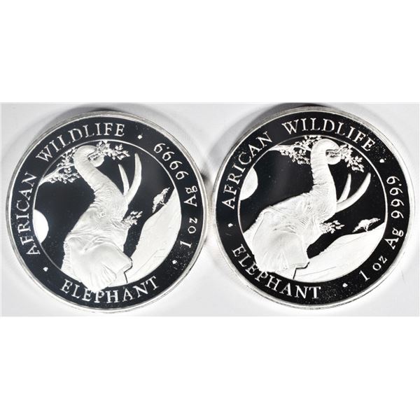 2-BU 2023 1oz .9999 SILVER SOMALI ELEPHANT COINS