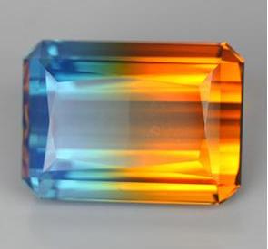 28.0ct Emerald Cut Golden & Blue Citrine Rare Unheated (GEM-16391)