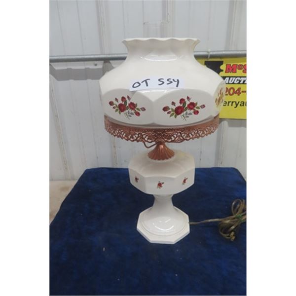 Coal Oil Lamp Style Electrified Lamp With Shade Mcsherry Auction