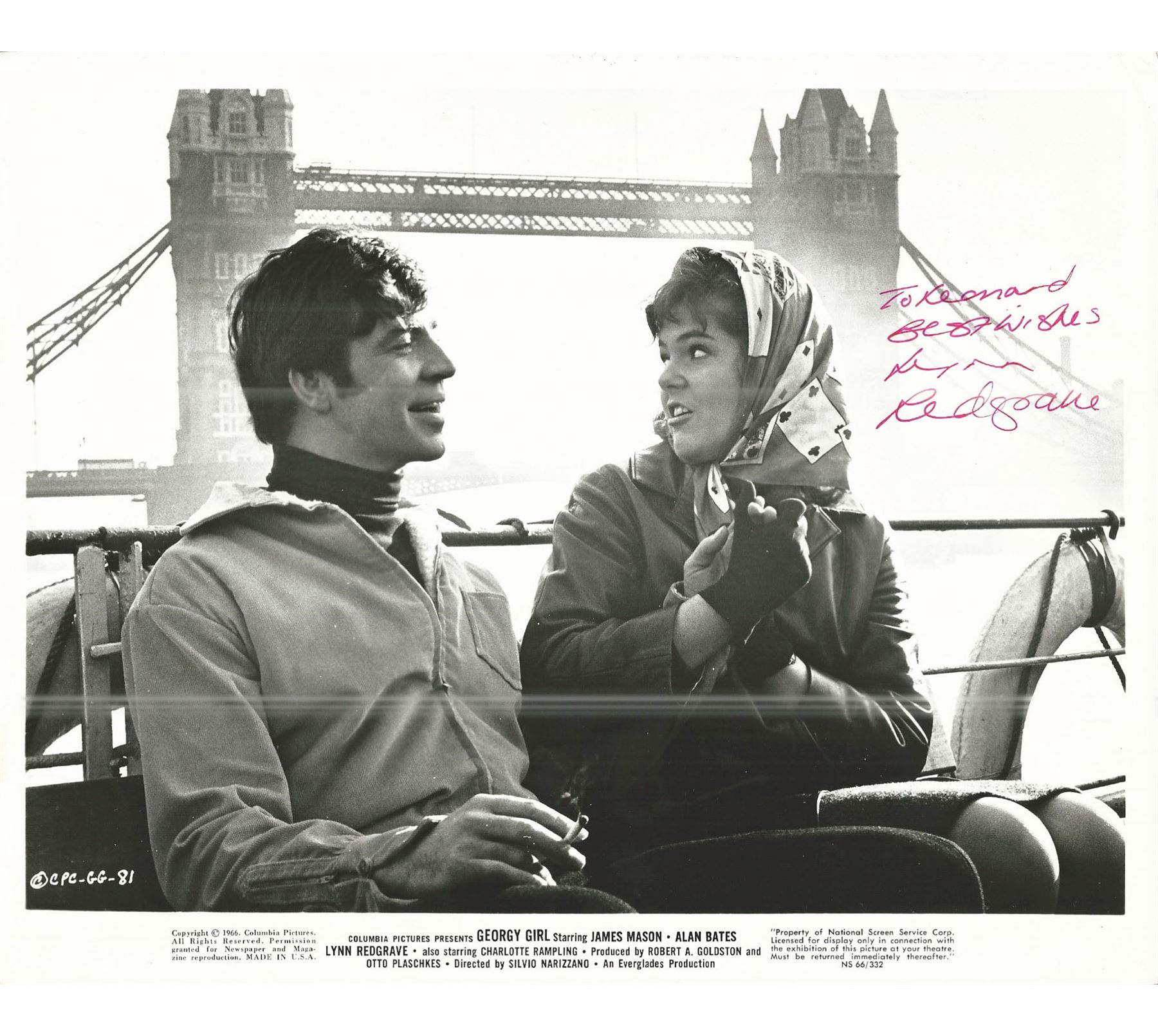 Georgy Girl Lynn Redgrave Signed Movie Photo