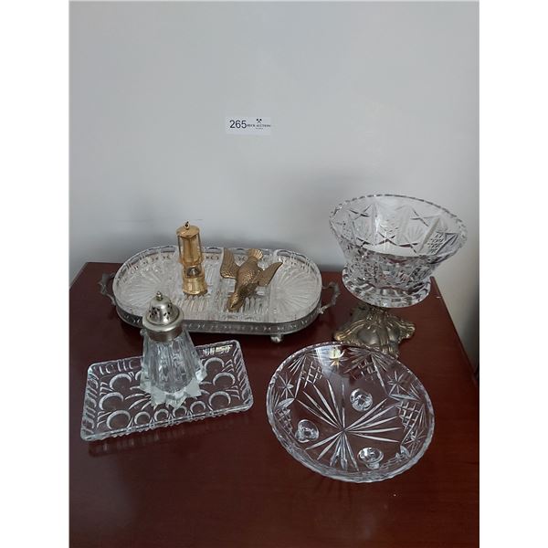 Assorted Glass Crystal And Brass Serving Dishes And Decor Beck Auctions Inc