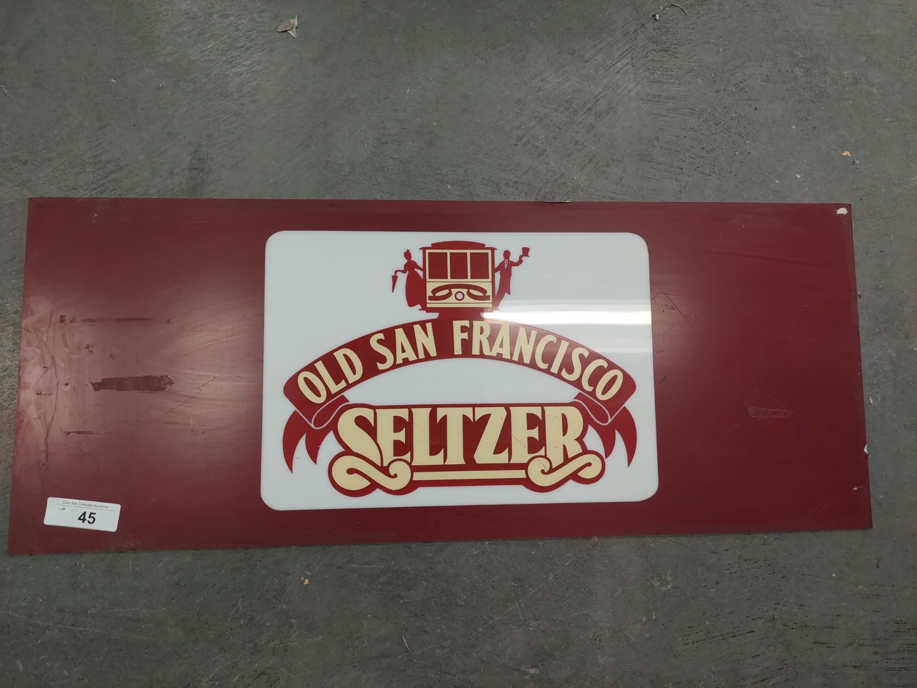 VINTAGE OLD SAN FRANCISCO SELTZER PLASTIC SIGN