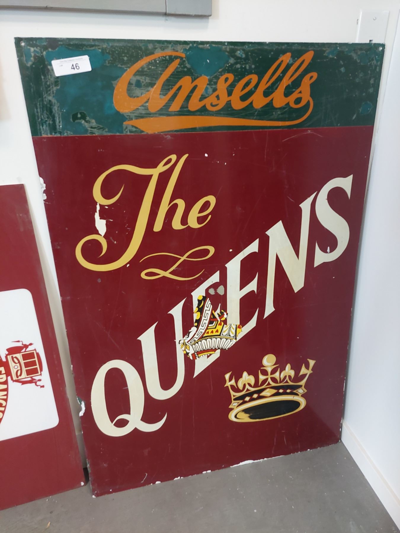VINTAGE "THE QUEENS" METAL PUB SIGN