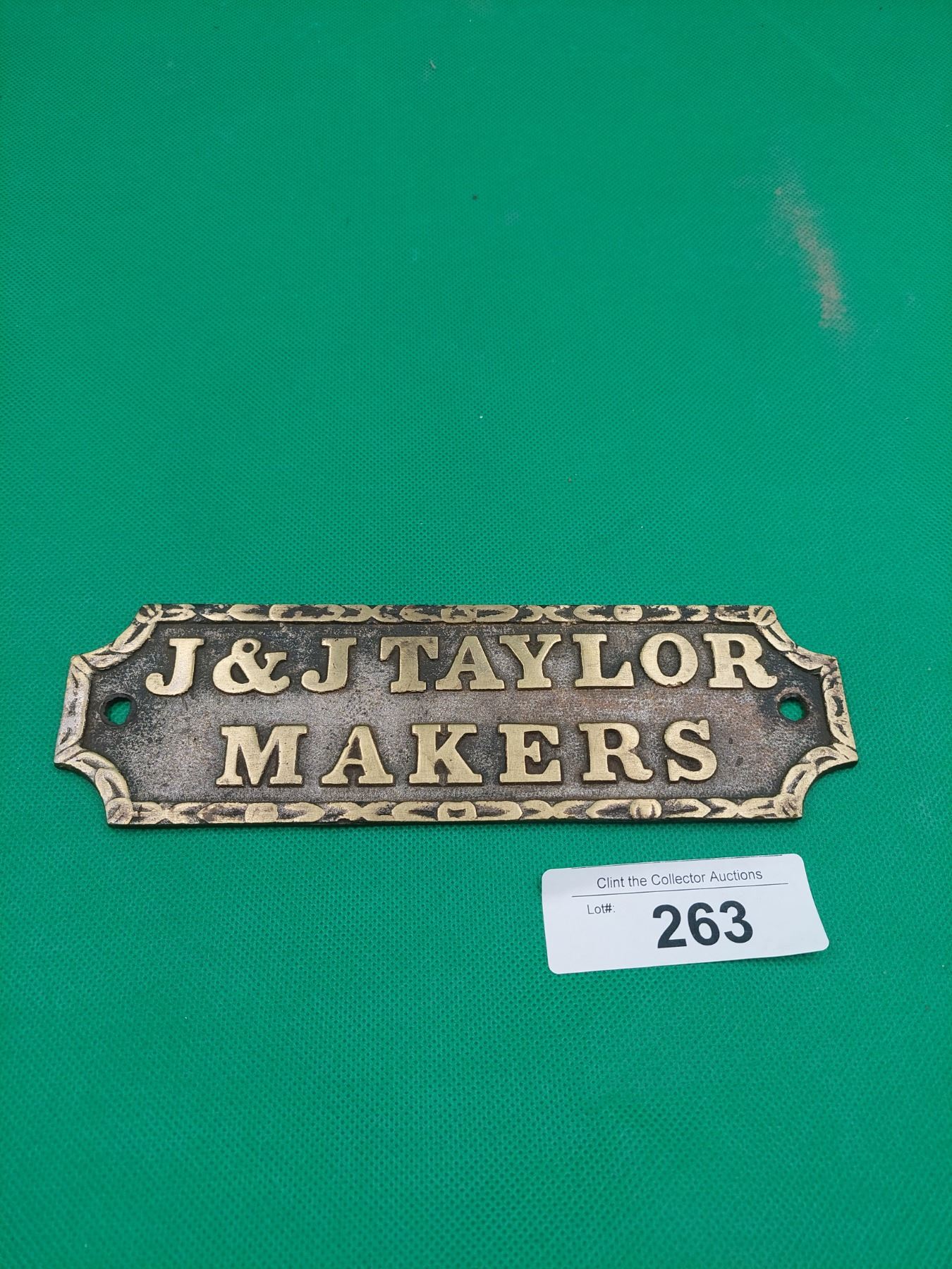 BRASS PLAQUE-J&J TAYLORS MAKERS
