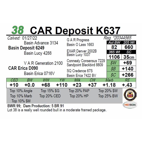 CAR Deposit K637