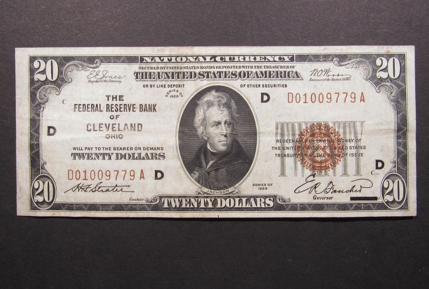 1929 $20 NATIONAL CURRENCY CLEVELAND OH