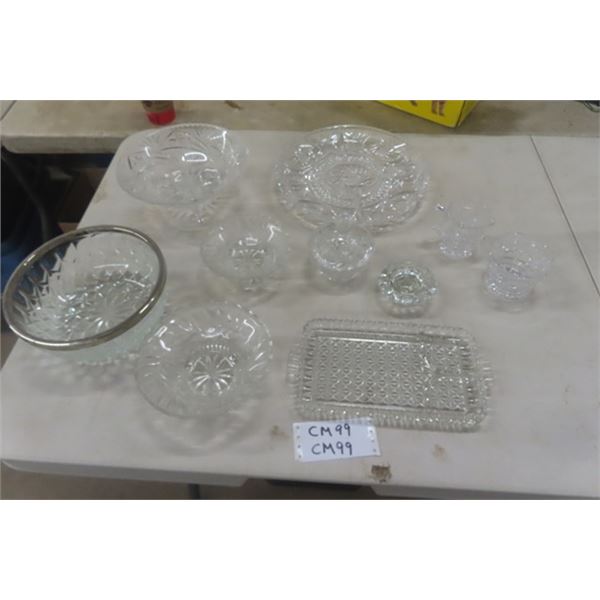 Lead Crystal Bowls Serving Trays Sugar Cream Pair Candle Holder