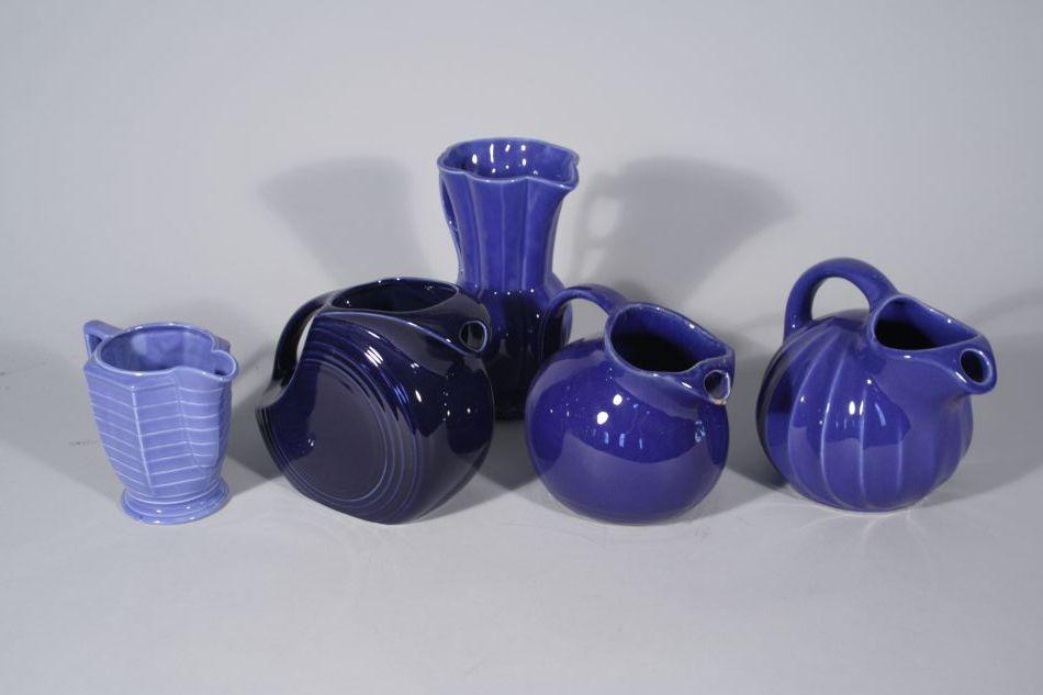 A Collection of Miscellaneous Blue Ceramic Pitchers.
