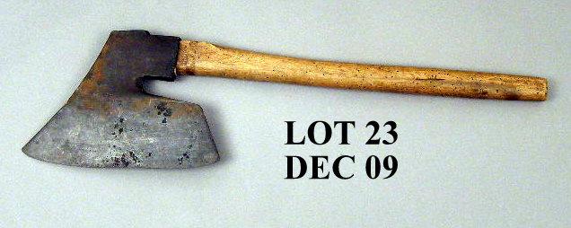 Medieval style large iron axe with armorer’s mark, axe head approx. 11 ...