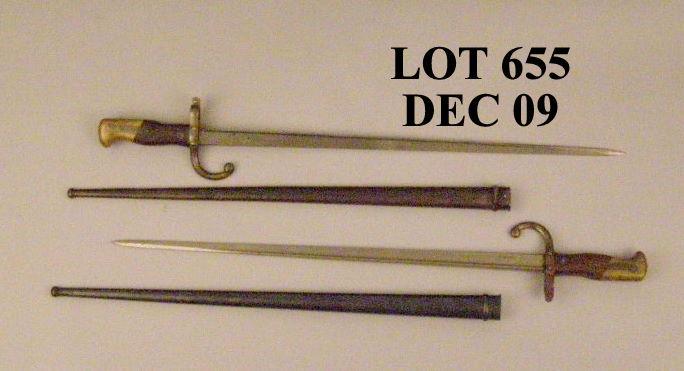 Lot of 2 French Sword Bayonets. Arsenal marked and dated 1878 & 1880 ...