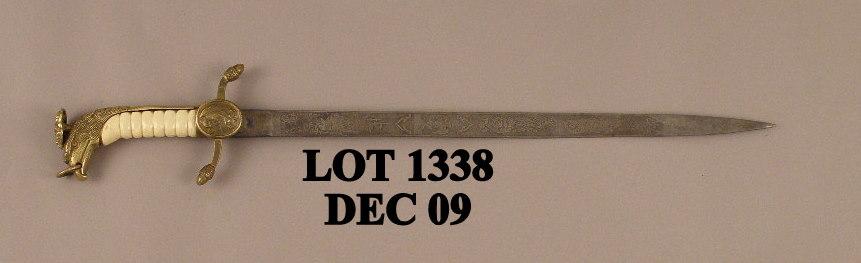 Mexican Naval cadet’s type short sword. Fluted simulated-ivory grip ...