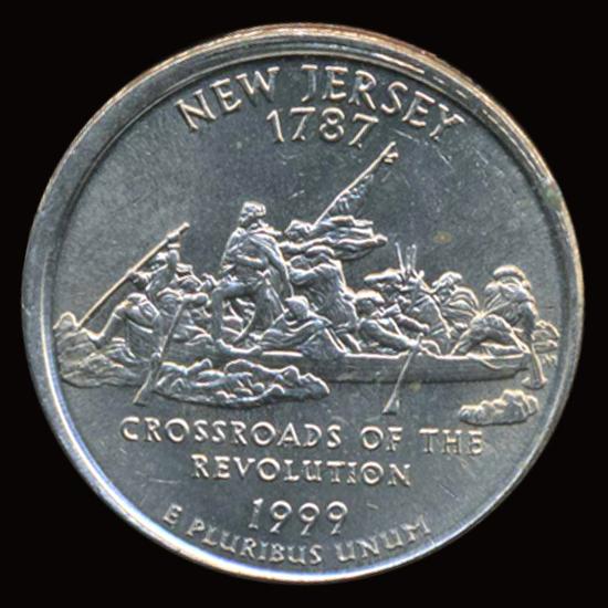 1999P New Jersey Quarter Off Center No Collar Choice Uncirculated (COI ...