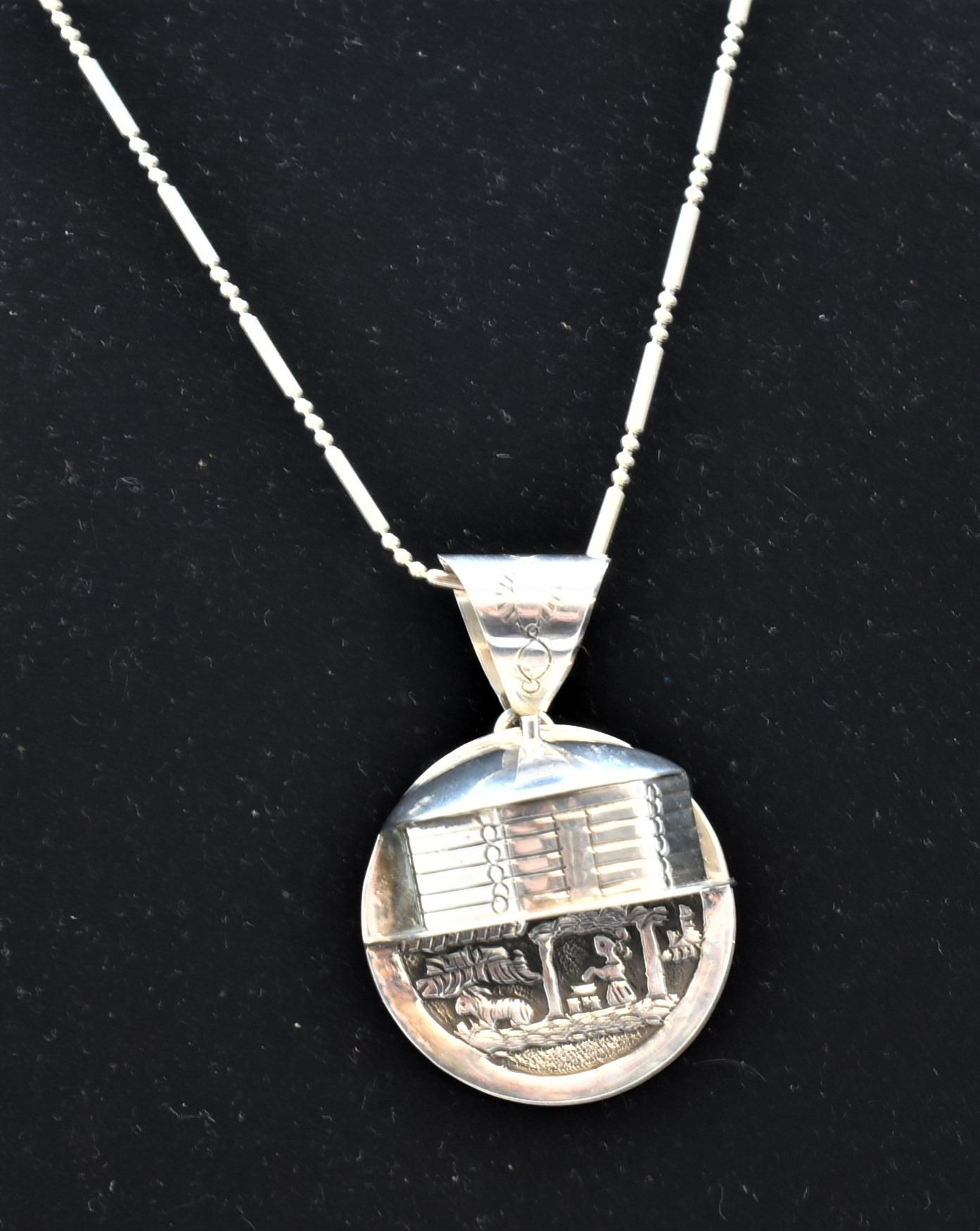 Navajo Sterling Hogan Storyteller Necklace