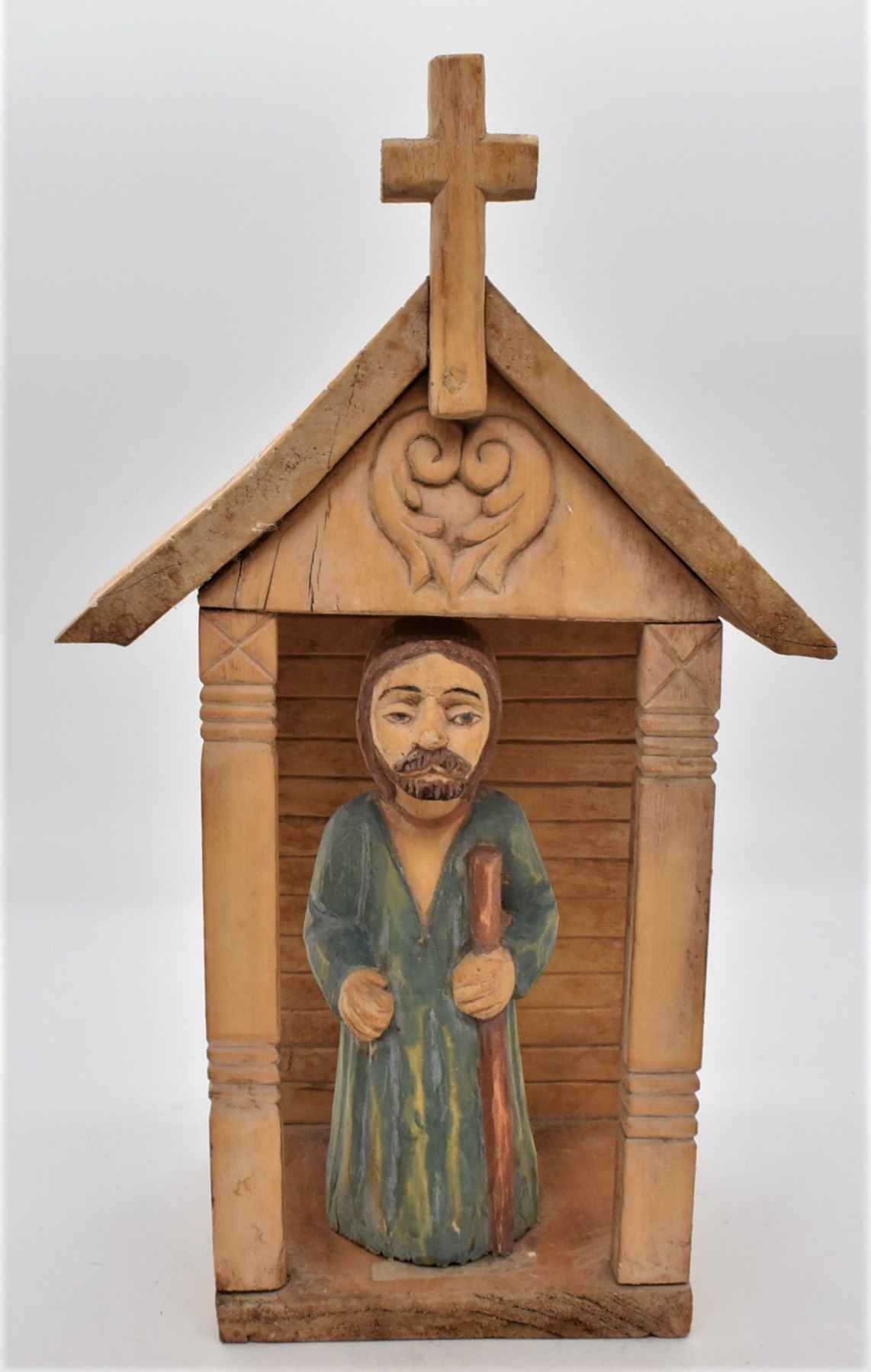 Polish Carved Wood Saint in Alter by S. Szvmczvk