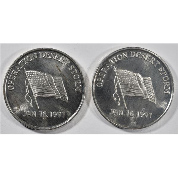 (2)1991 OPERATION DESERT STORM 1OZ SILVER ROUND