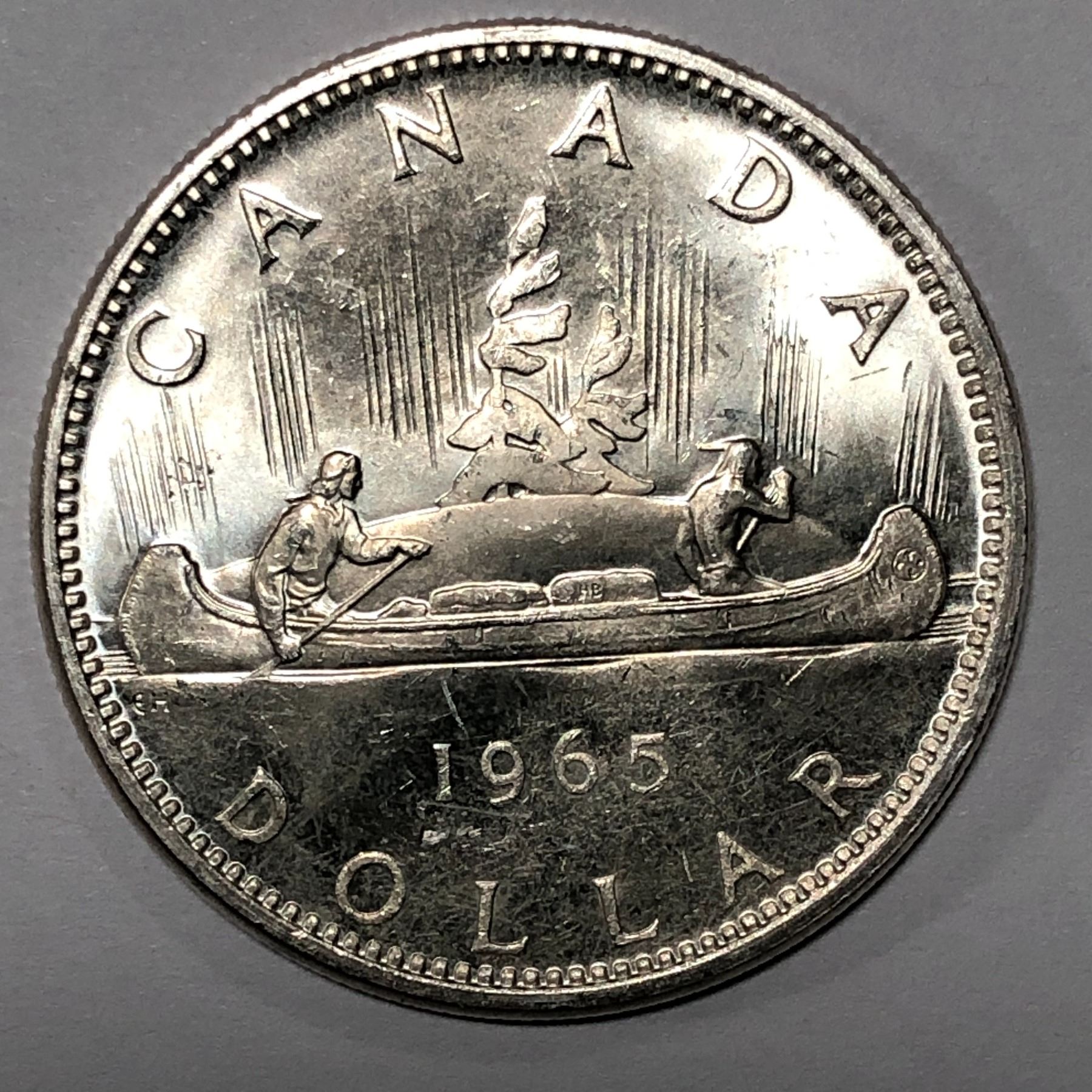 1965 Queen Elizabeth II Canadian Silver Dollar UNC