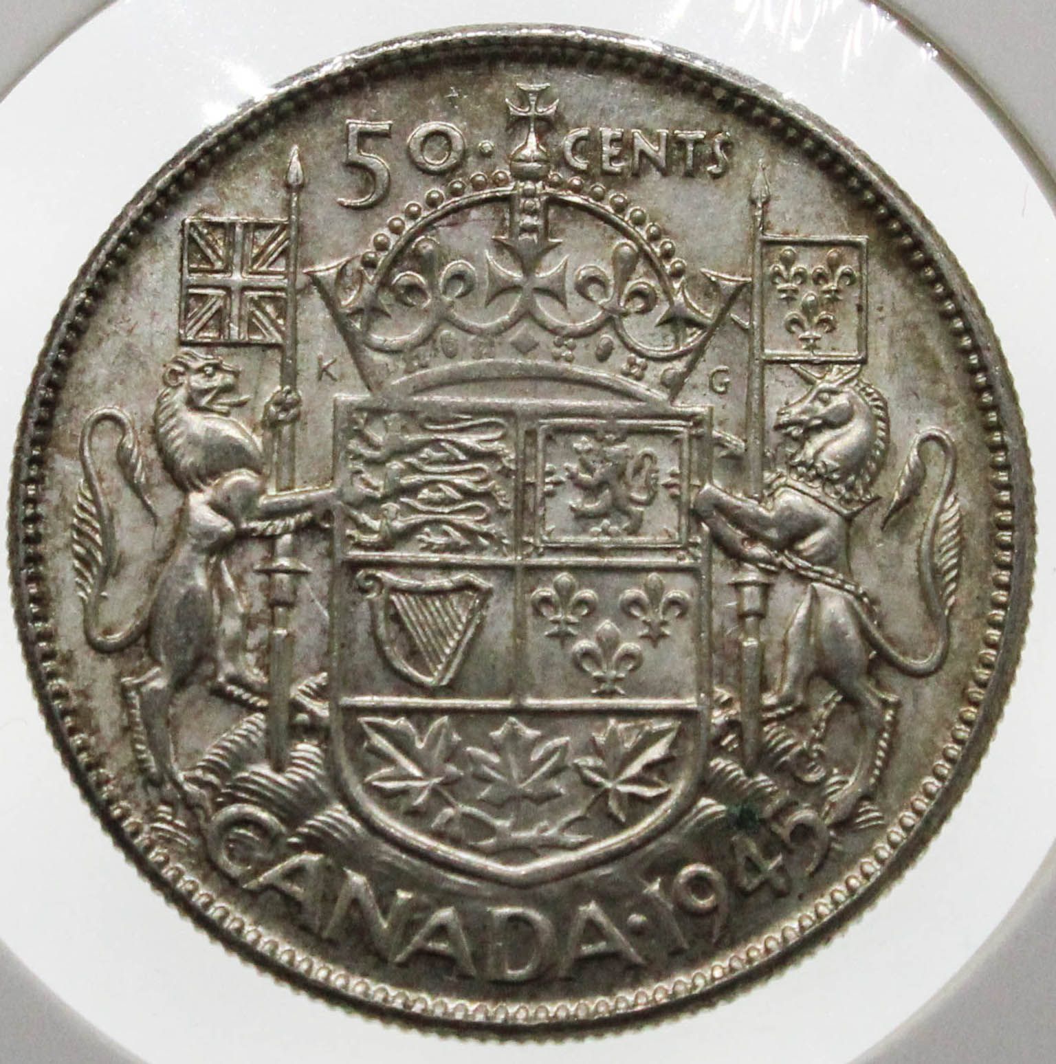 1945 CANADIAN SILVER 50 CENT COIN