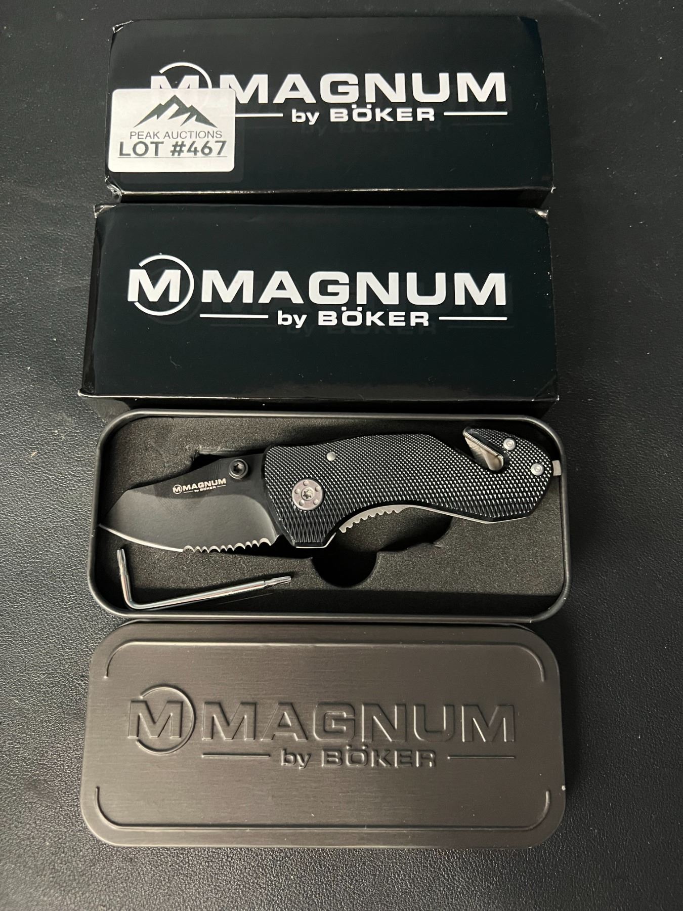 Lot of 2 Boker Magnum Black Rescue Compact Pocket Knives
