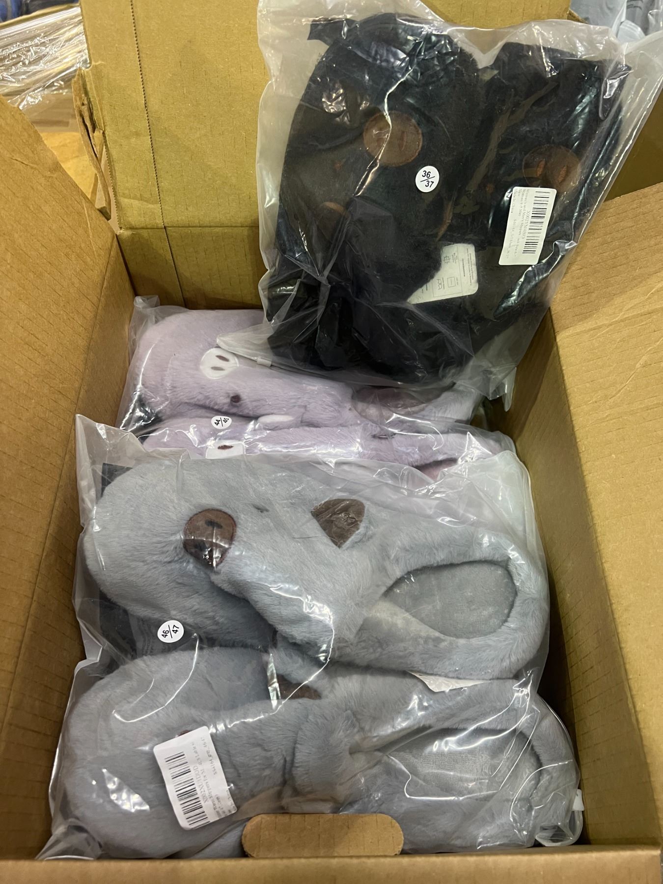 Lot of 1 Box Full of Assorted Fuzzy Slippers - 10 Pairs