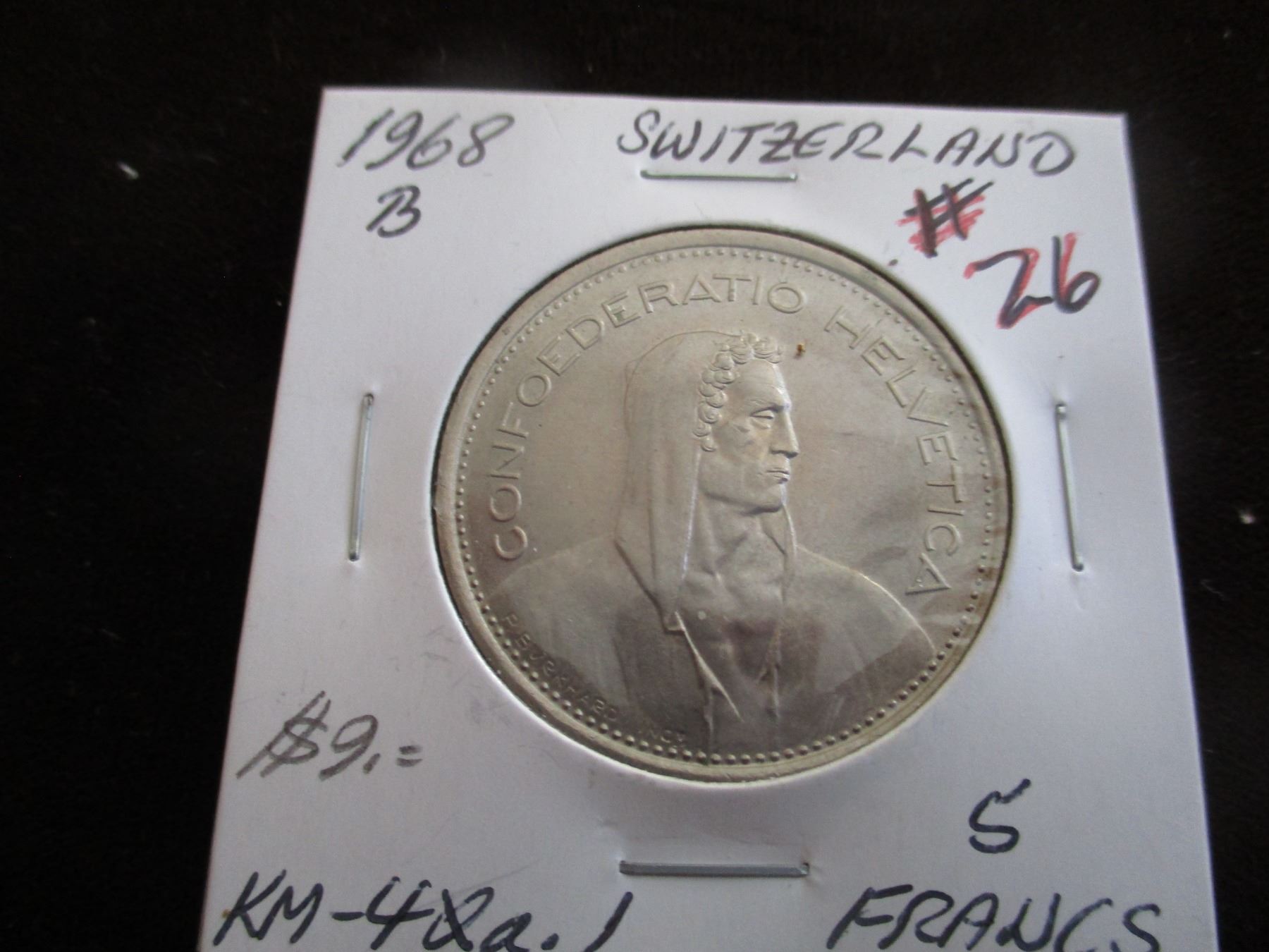 1968 B SWITZERLAND SILVER 5 FRANCS