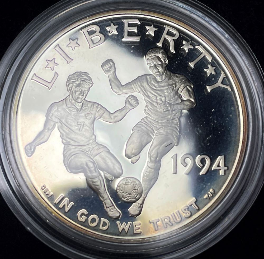 1994-S World Cup U.S. Proof Silver Commemorative Dollar MS69
