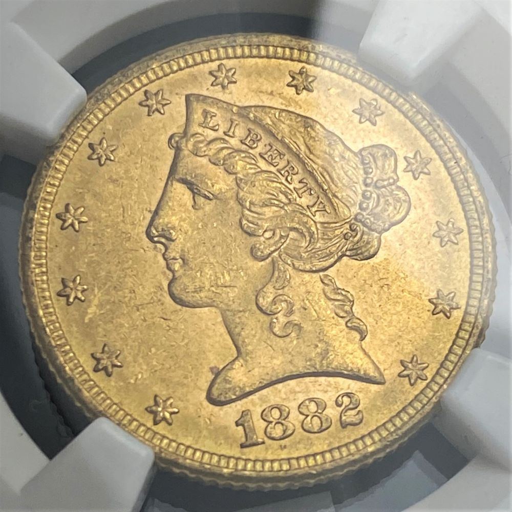 1882 Gold $5 Liberty Head NGC MS62
