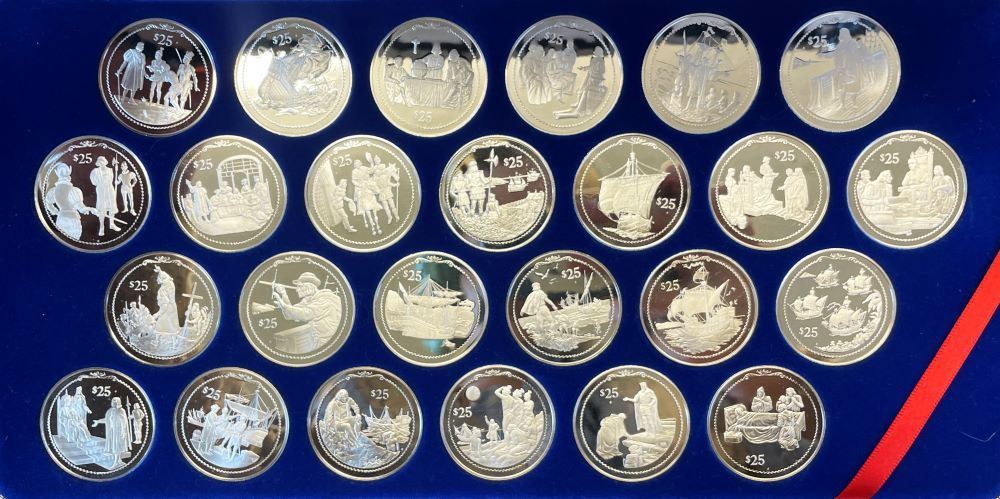 (25-coins) Discovery of America 500th Anniversary Sterling Silver Coin ...