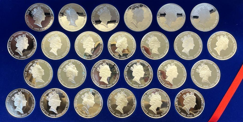 (25-coins) Discovery of America 500th Anniversary Sterling Silver Coin ...