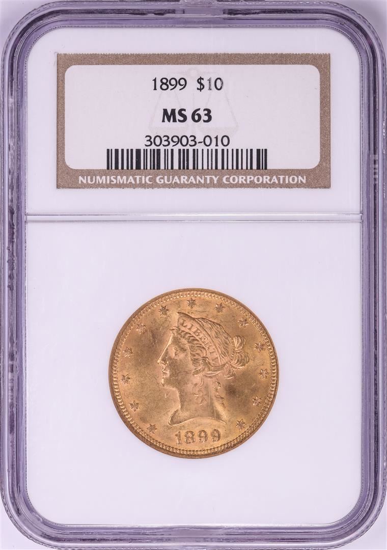 1899 $10 Liberty Head Eagle Gold Coin NGC MS63
