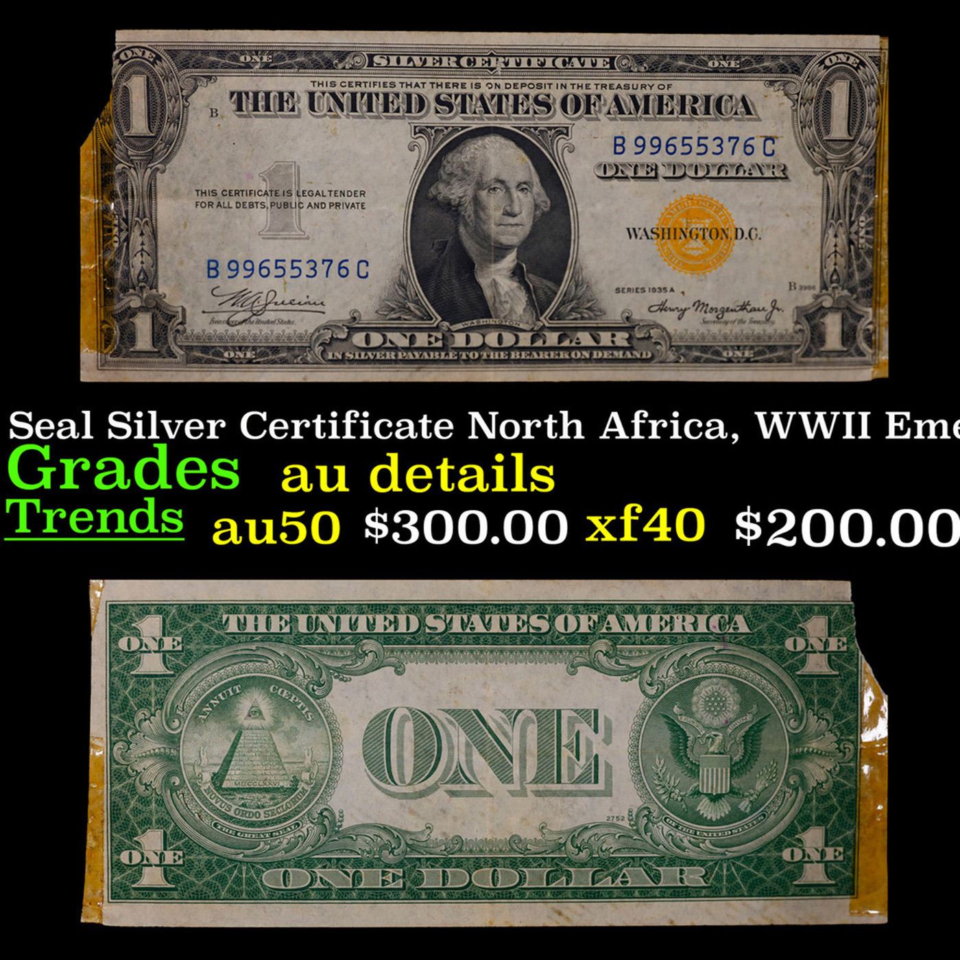 1935A $1 Yellow Seal Silver Certificate North Africa, WWII Emergency ...