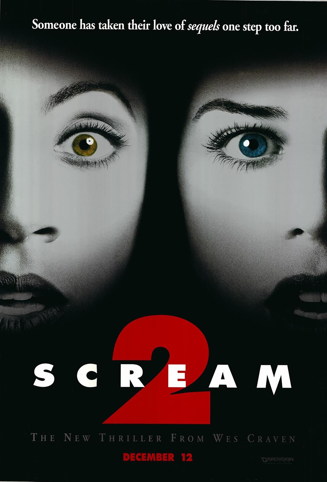 Scream 2 original 1997 vintage advance one sheet movie poster
