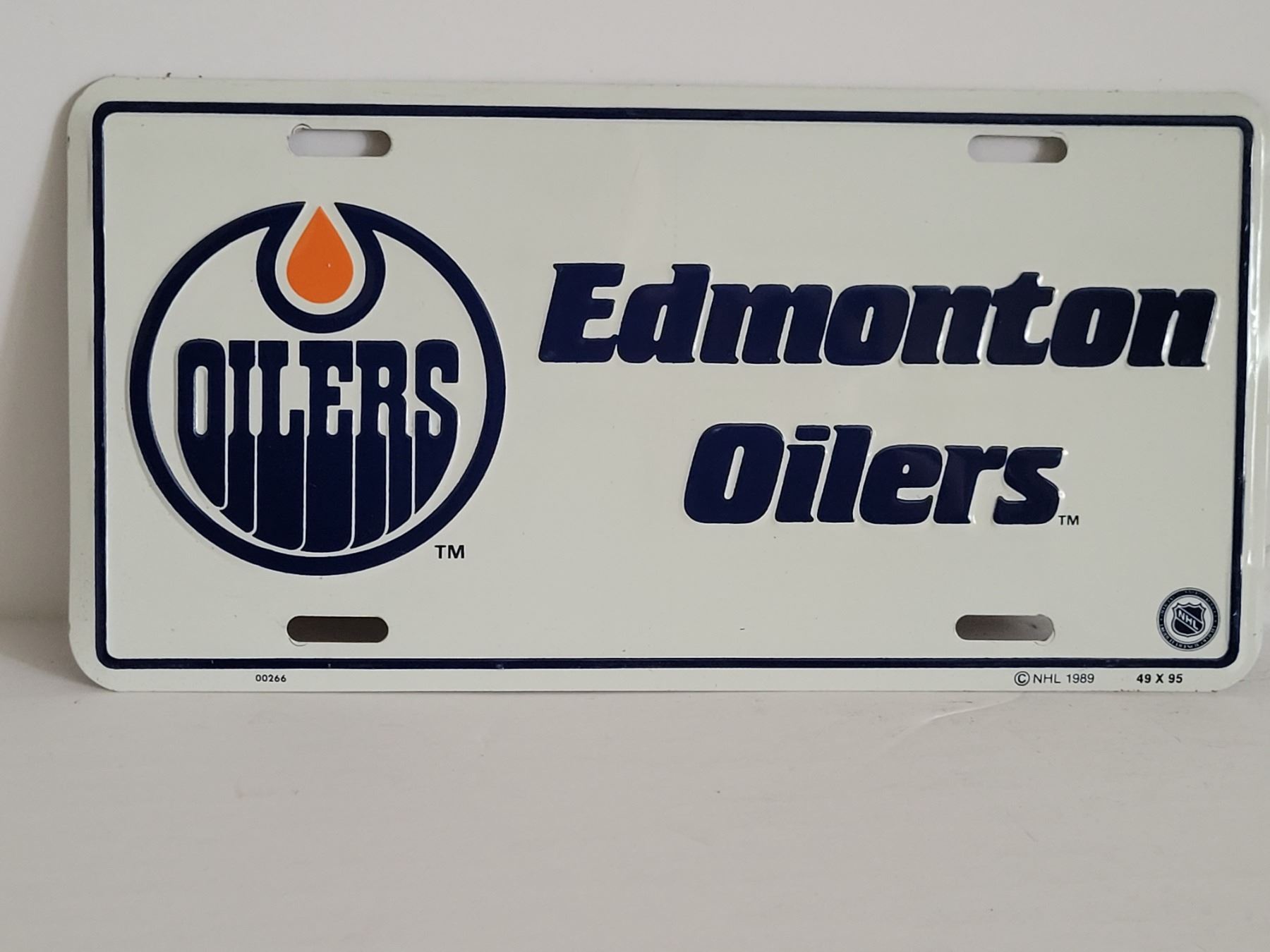 VTG 1989 NHL LICENSED OILERS LICENSE PLATE
