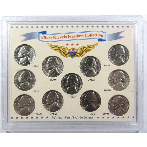 WWII SILVER WAR NICKEL SET - 11 COINS