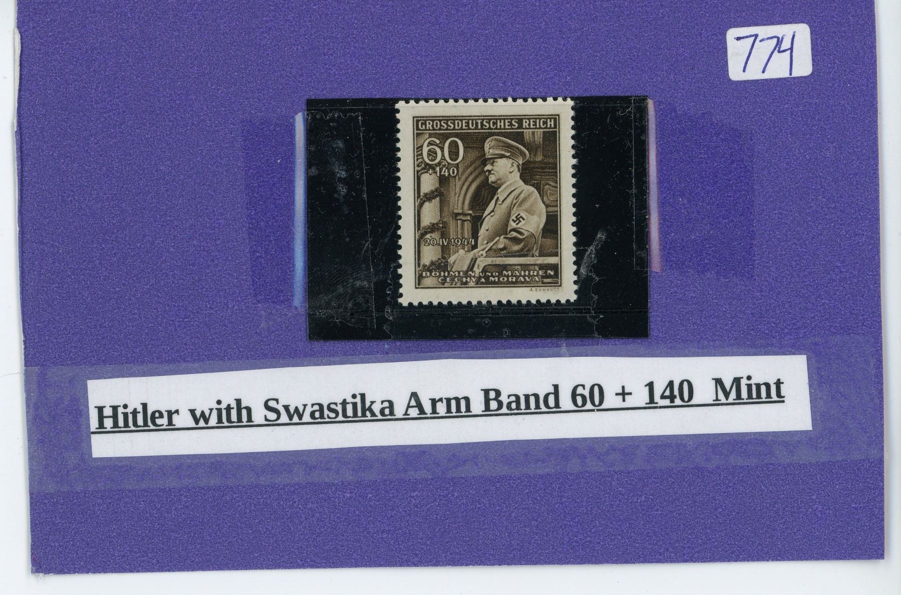Hitler with swastika arm band, stamp - 60+140, mint - Schmalz Auctions