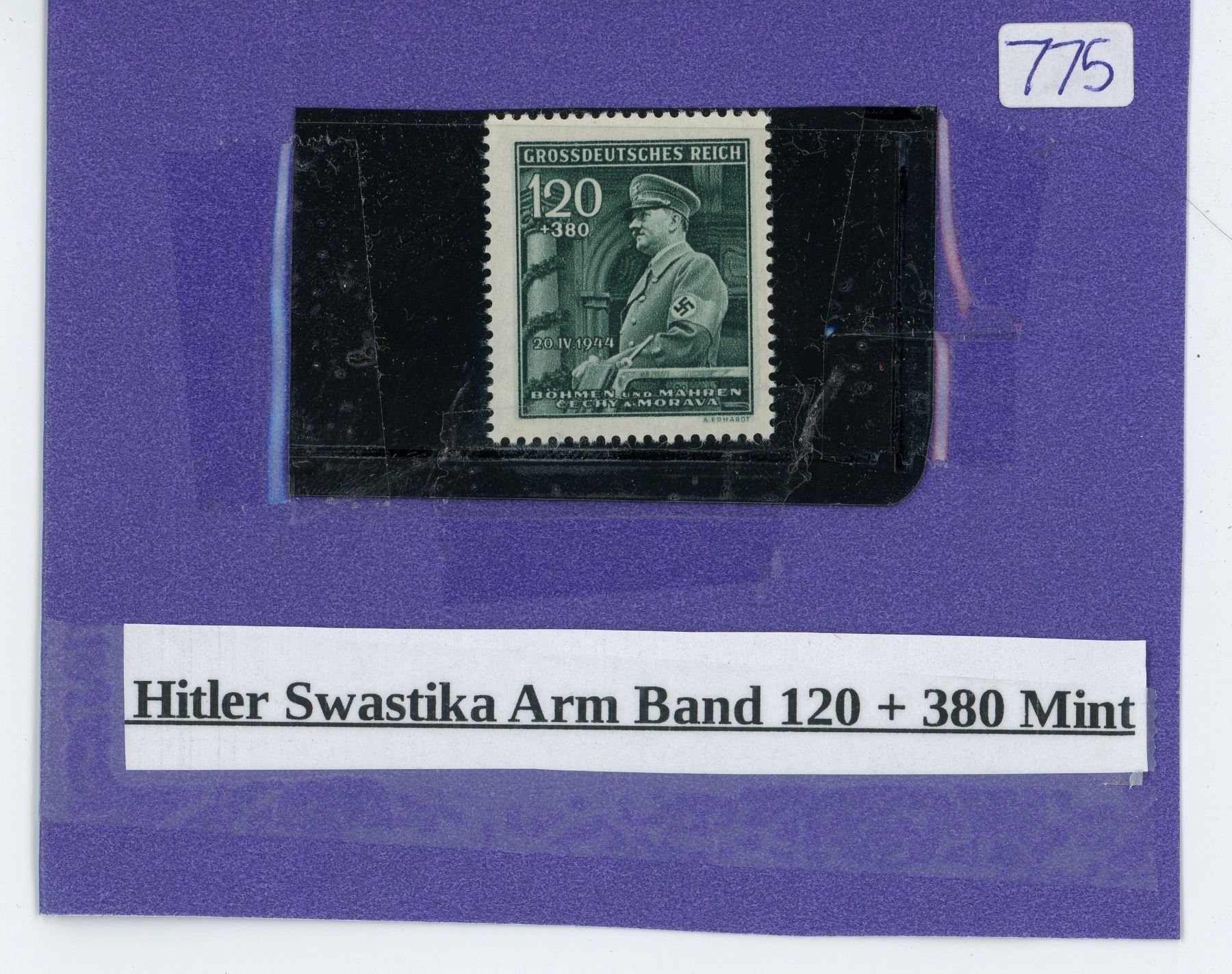 Hitler with swastika arm band, stamp - 120+380, mint - Schmalz Auctions