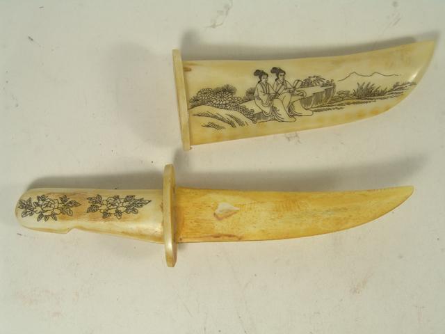 Chinese Bone/Ivory Knife & Sheath