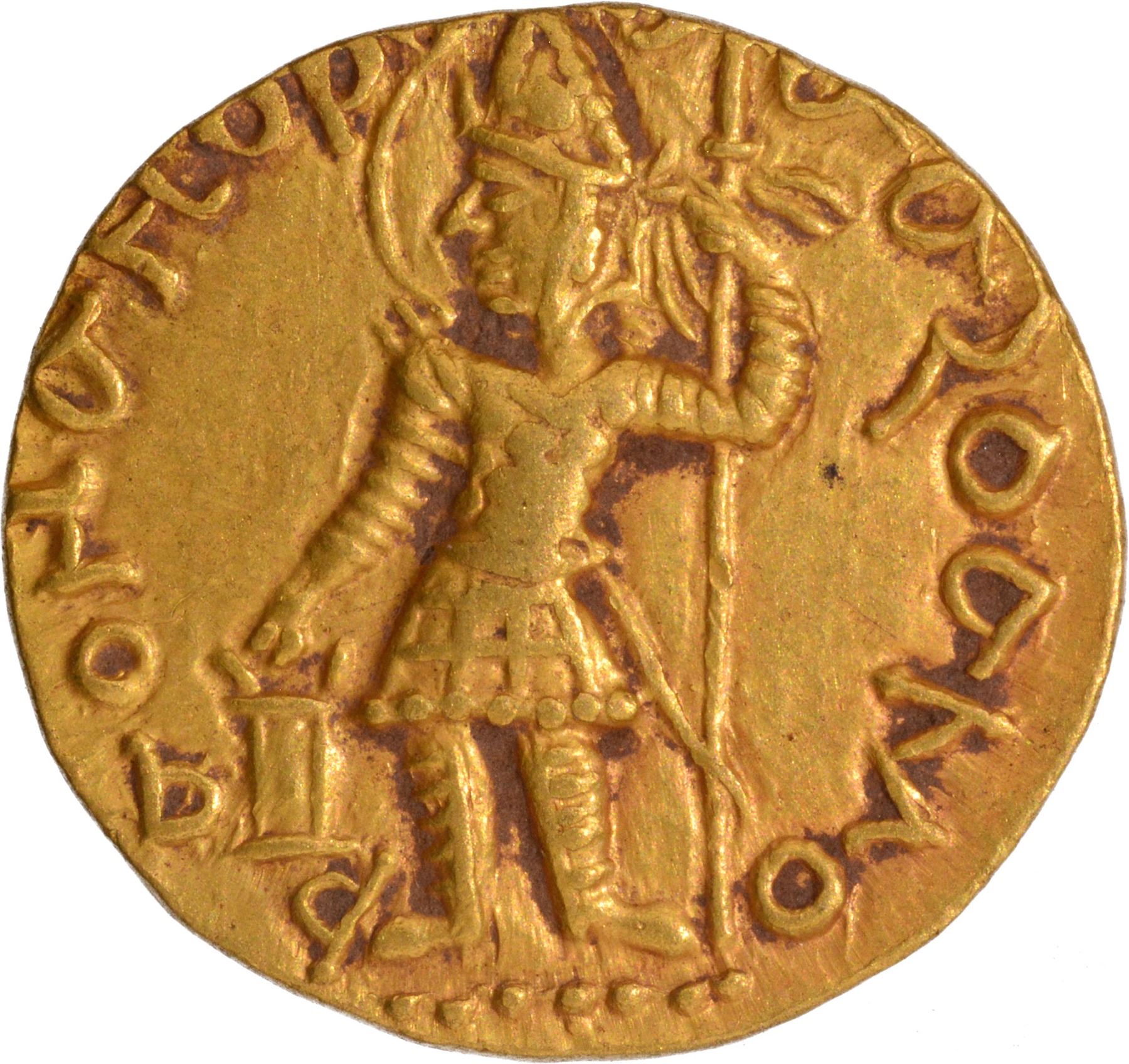 Very Rare Gold Dinar Coin of Vasudeva I of Kushan Dynasty in Oesho type ...