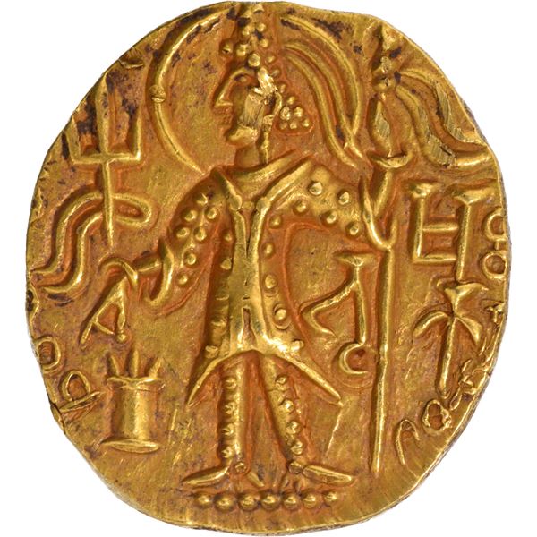 Sharply struck Very Rare Gold Dinar of Kushana Dynasty of King Shaka I.